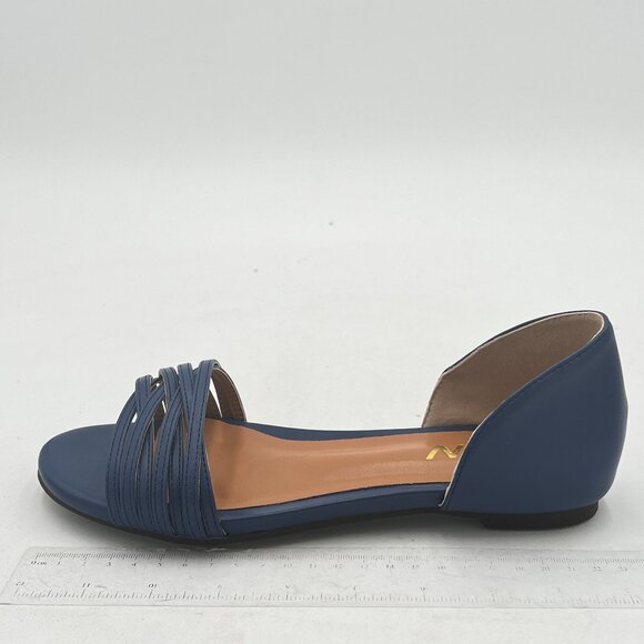 YDN | Shoes | Ydn Navy Open Toe Dorsay Ballet Flat Sandal Comfort Slip ...